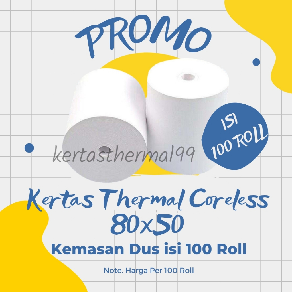 Jual DUS 100 ROLL KERTAS THERMAL STRUK KASIR / PPOB PAPER ROLL 80X50 ...