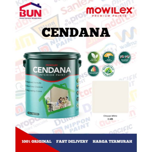 Jual Mowilex Cendana Interior Paint Cat Tembok 25 Kg - CHRYSAN WHITE ...