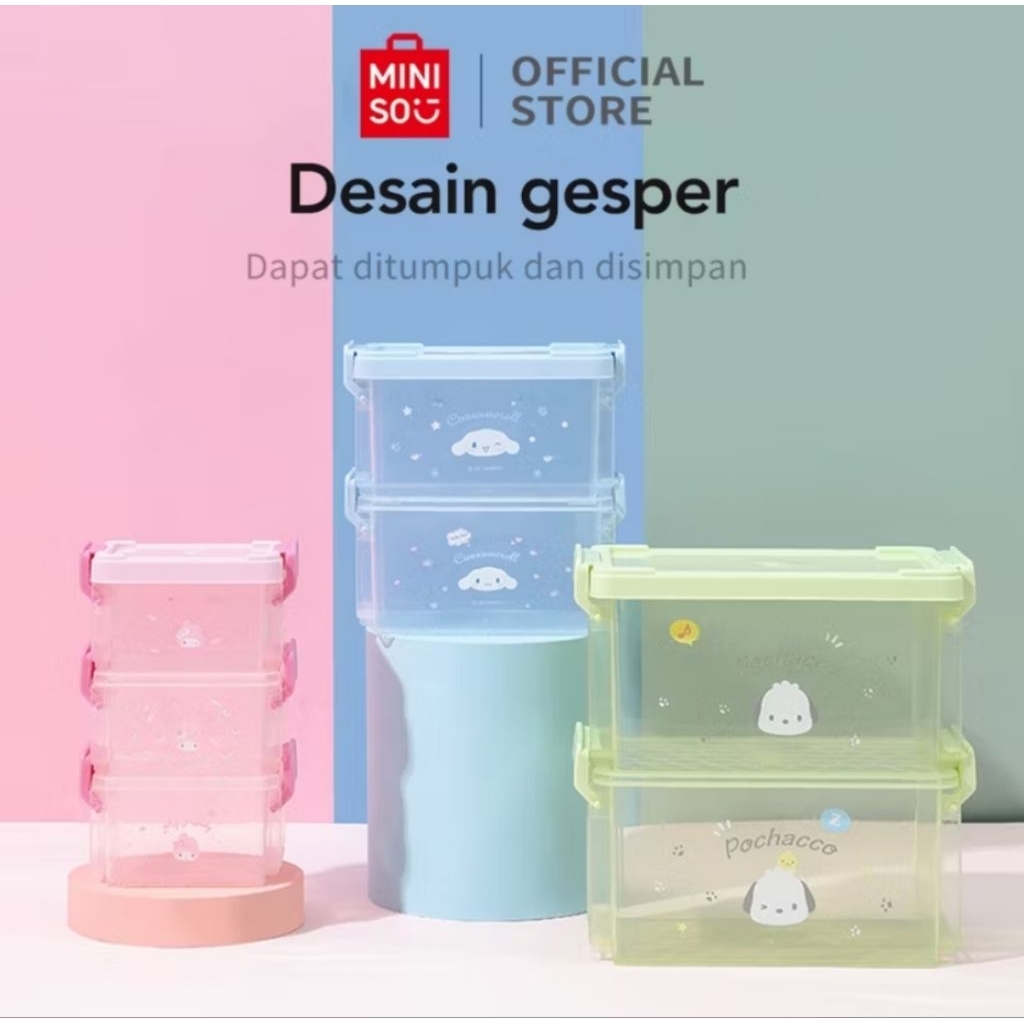 Jual Official BALI MINISO Storage Box 3 Susun My Melody Cinnamoroll ...