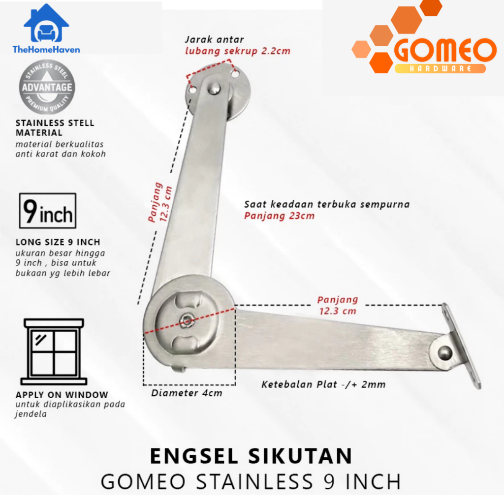 Jual (SET) GOMEO Engsel Salon Stainless 9 Inch SUS 304 | Sikutan ...
