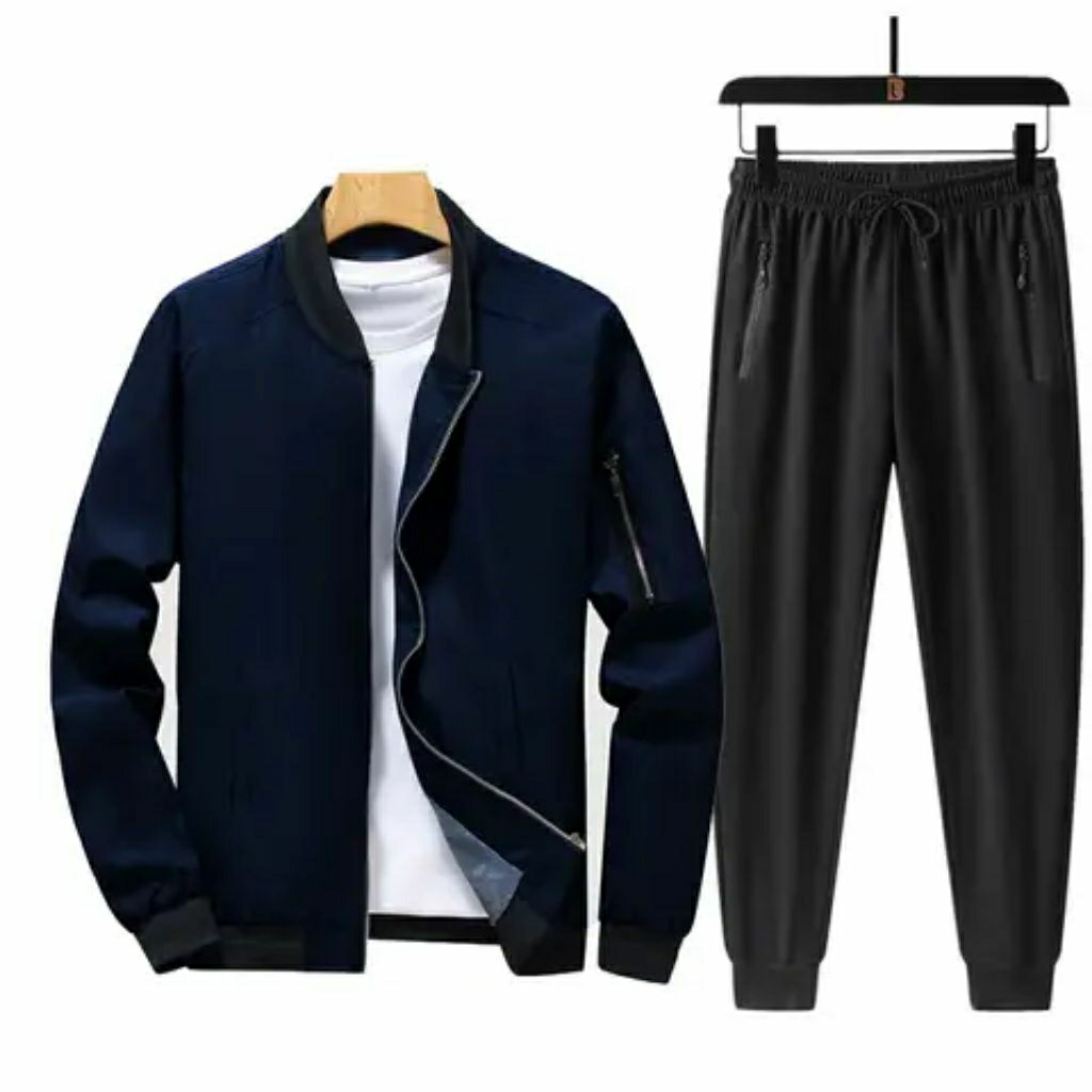 Jual stelan jaket bomber/satu pasang atasan dan bawahan/stelan olahraga ...