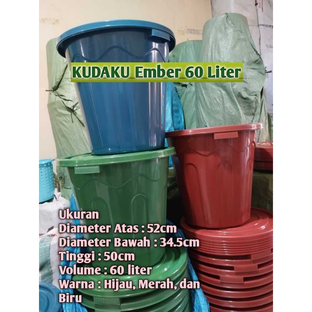 Jual Kudaku Ember / Tong Air Plastik 60 Liter + Tutup | Shopee Indonesia