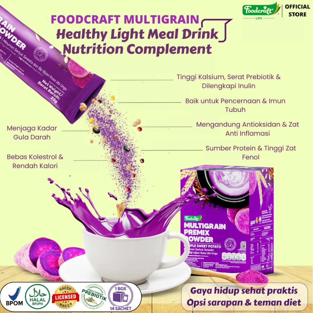 Jual Foodcraft Multigrain Premix Powder Ubi Ungu Purple Sweet Potato ...