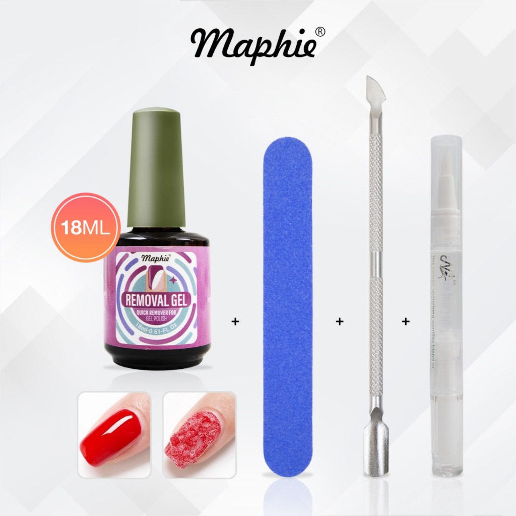 Jual Maphie Nail Polish Remover Kit 4 Items Pack Kutek Gel Remover ...