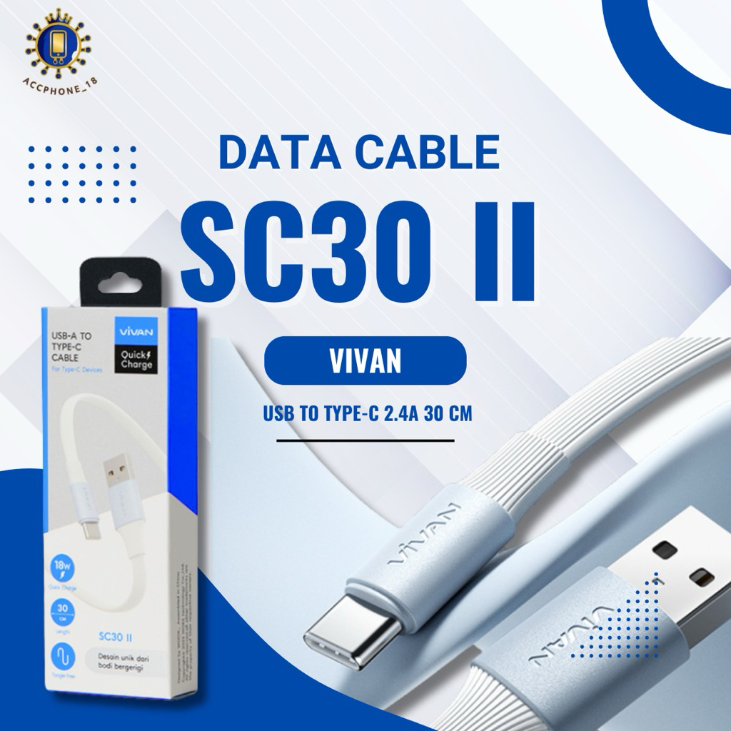 Jual VIVAN SC30S TYPE C 2.4A⚡kabel data USB 30cm | Shopee Indonesia