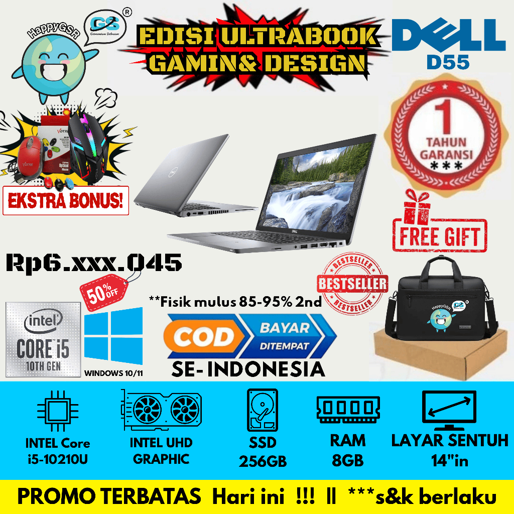 Jual Laptop Dell 5410 i5 Gen 10 Layar Sentuh 14in - RAM 8GB SSD 256GB ...