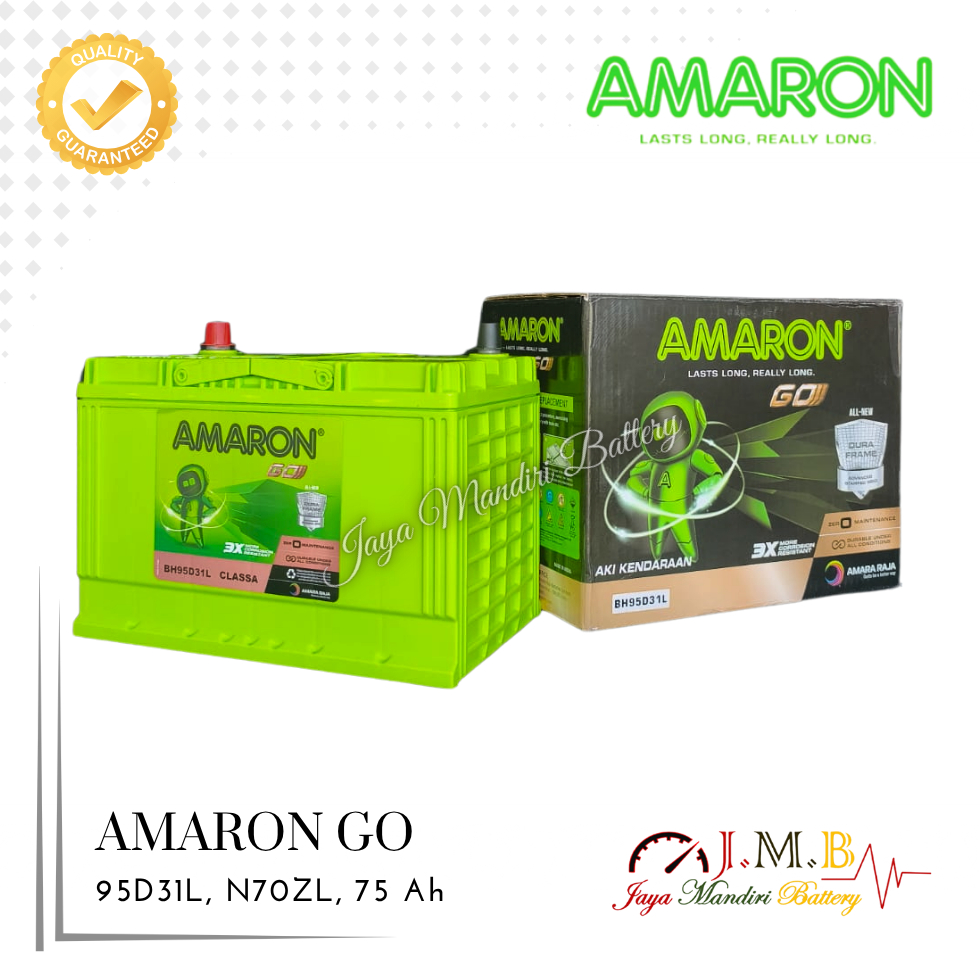 Jual Aki AMARON GO 95D31L N70ZL 75 AH Aki Kering Untuk Pajero, Fortuner, Ford ranger, Santa Fee ...