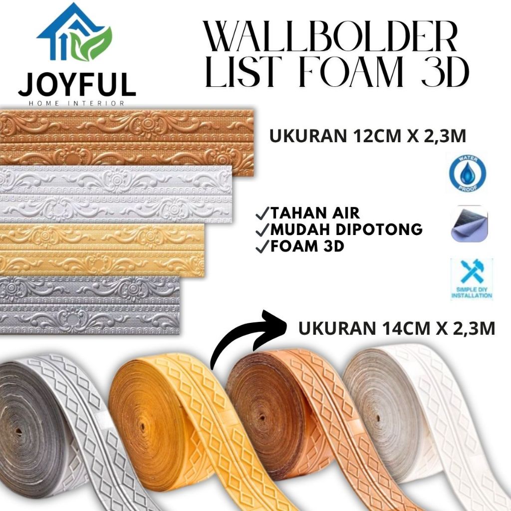 Jual Joyful Home Interior -WALLBORDER LIST FOAM 3D UK. 12CM & 14CM X 2 ...
