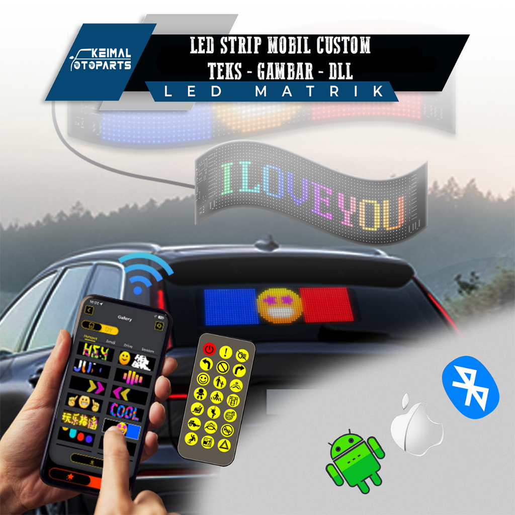 Jual LED Strip Mobil Matrix Panel USB Custom Tulisan Layar Display ...