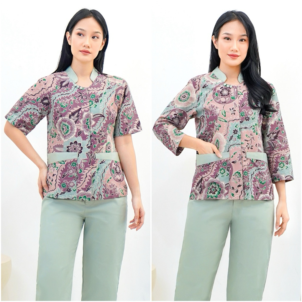 Jual Nikita Rose Pistachio seragam baju batik suster/ nanny uniform ...