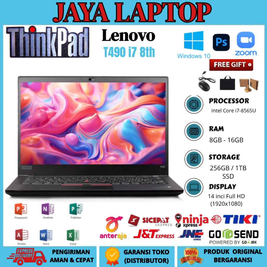 Jual LAPTOP LENOVO THINKPAD SERIES T490 / T490S i7 Gen 8 RAM 32GB/1TB ...