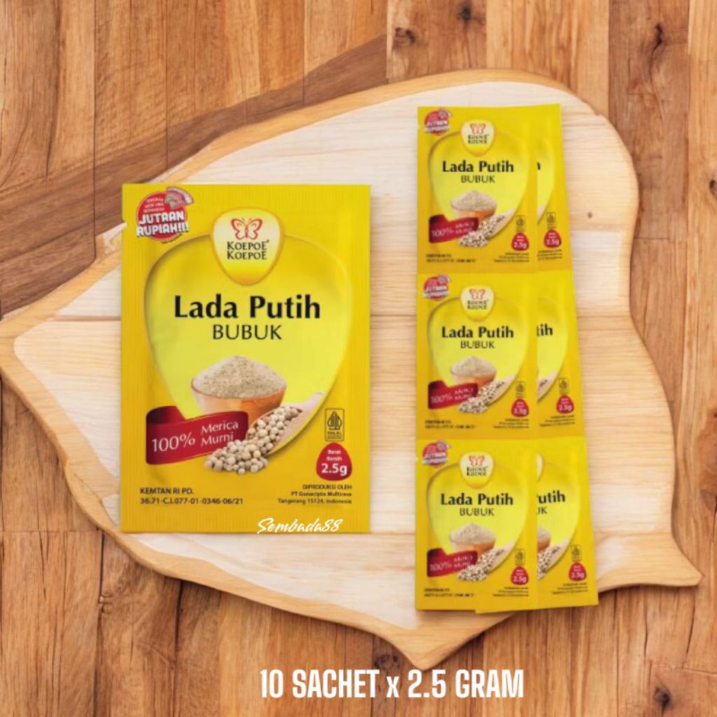 Jual LADA PUTIH BUBUK 100 % MERICA MURNI CAP KOEPOE-KOEPOE 25 GRAM X 10 ...
