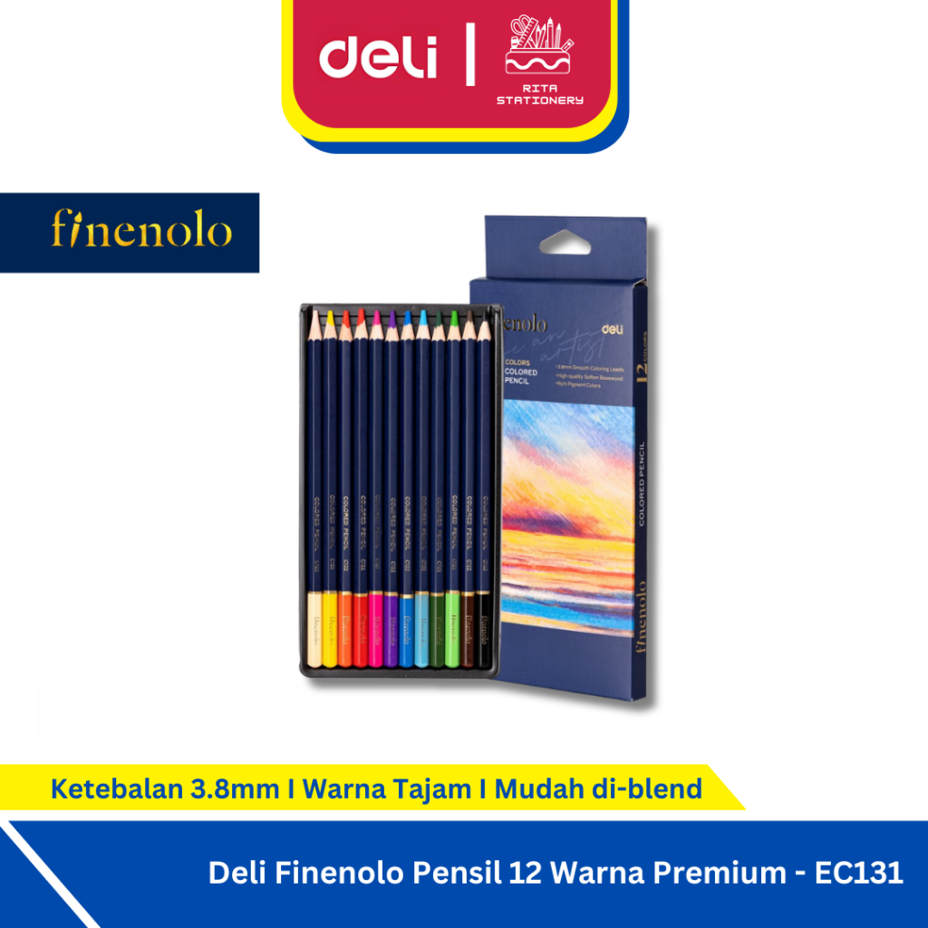 Jual Deli Finenolo Pensil 12 Warna Premium / Colored Pencil 3.8mm Lead ...