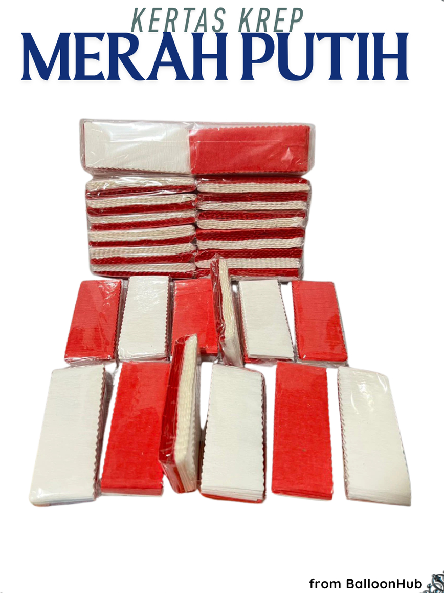 Jual 1 Pak Kertas Krep Merah Putih Isi 10 Bungkus ( Besar & Kecil ...
