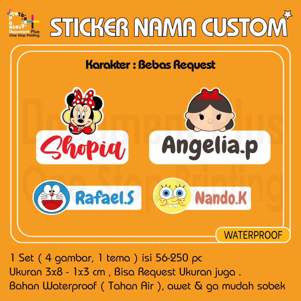 Jual 56-250 PCS Stiker Nama Anak Murah / Label Nama Anak Custom Lucu ...