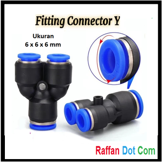 Jual Fitting Y Pneumatic Slip Lock Selang PU 6 mm / Alat Cabang Dua ...