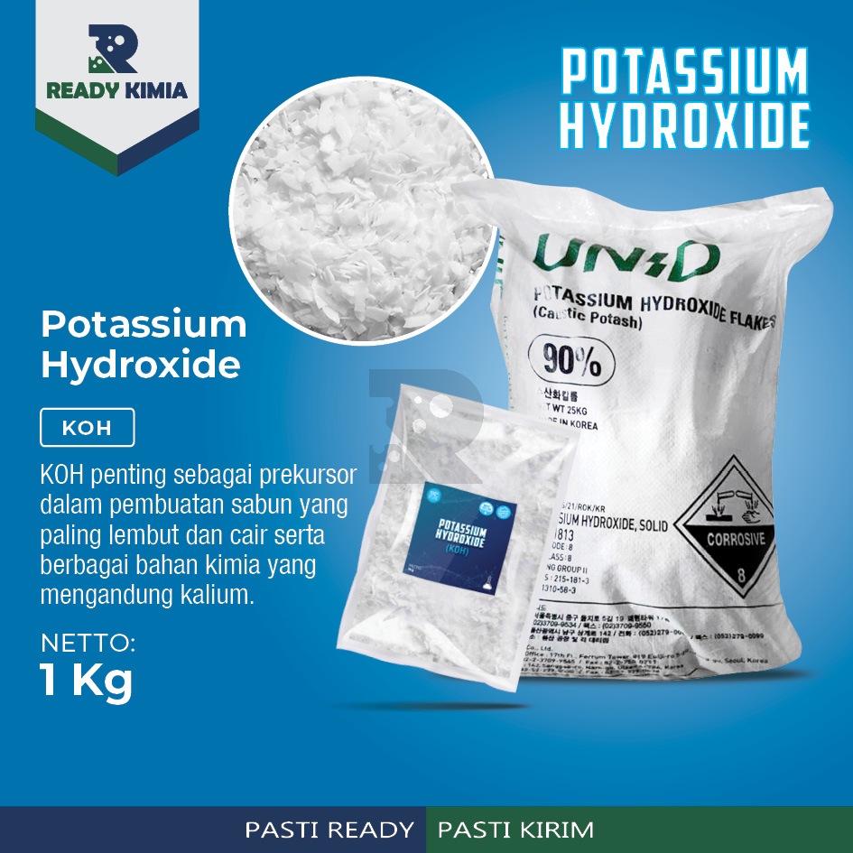 Jual KOH / P0TASSIUM (KALIUM) HYDROXID - 1 KG UNID KOREA 1kilogram 1kg ...