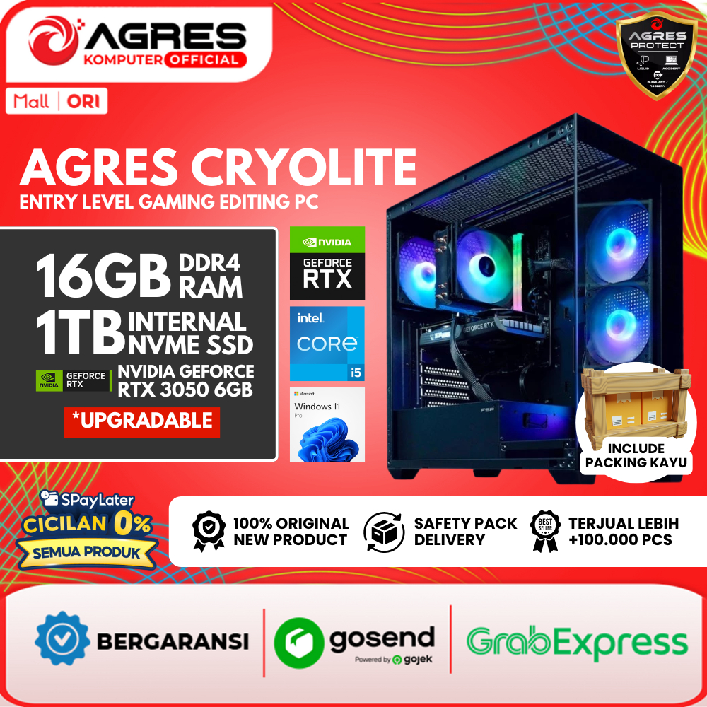 Jual AGRES CRYOLITE PC I5 11400 RTX 3050 6G/ RAM 16GB SSD 1TB + WINDOWS ...