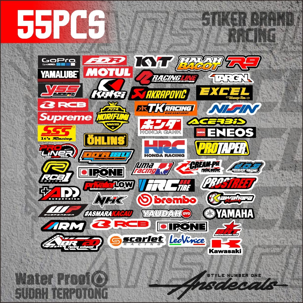 Jual stiker pack paket pilihan 50 & 60pcs stiker pack brand racing kata ...