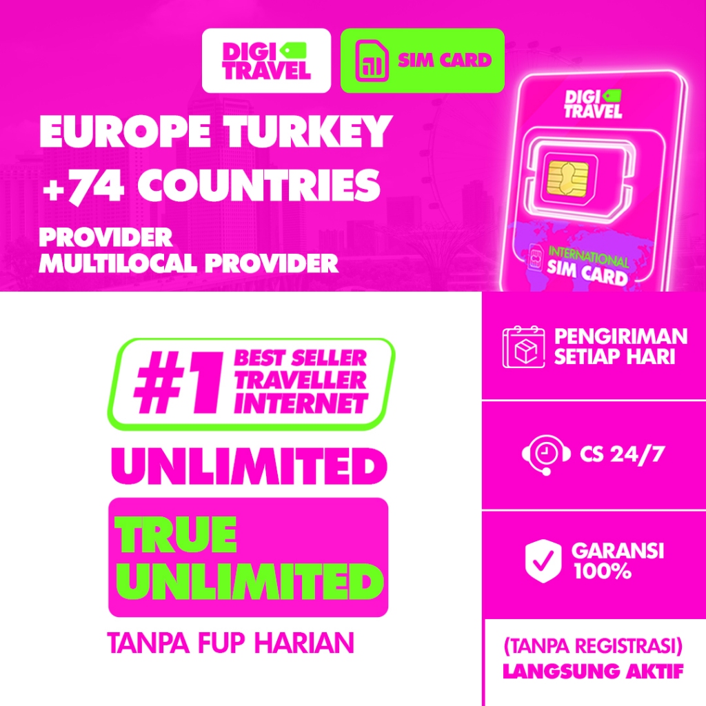 Jual DIGITRAVEL SIM Card Eropa Turki Amerika Unlimited Data Internet ...