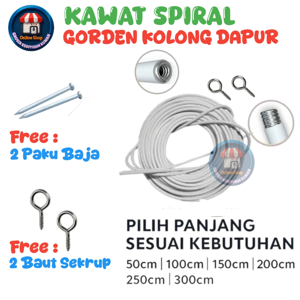 Jual TALI Kawat Spiral Gorden BISA CUSTOM UKURAN | Shopee Indonesia