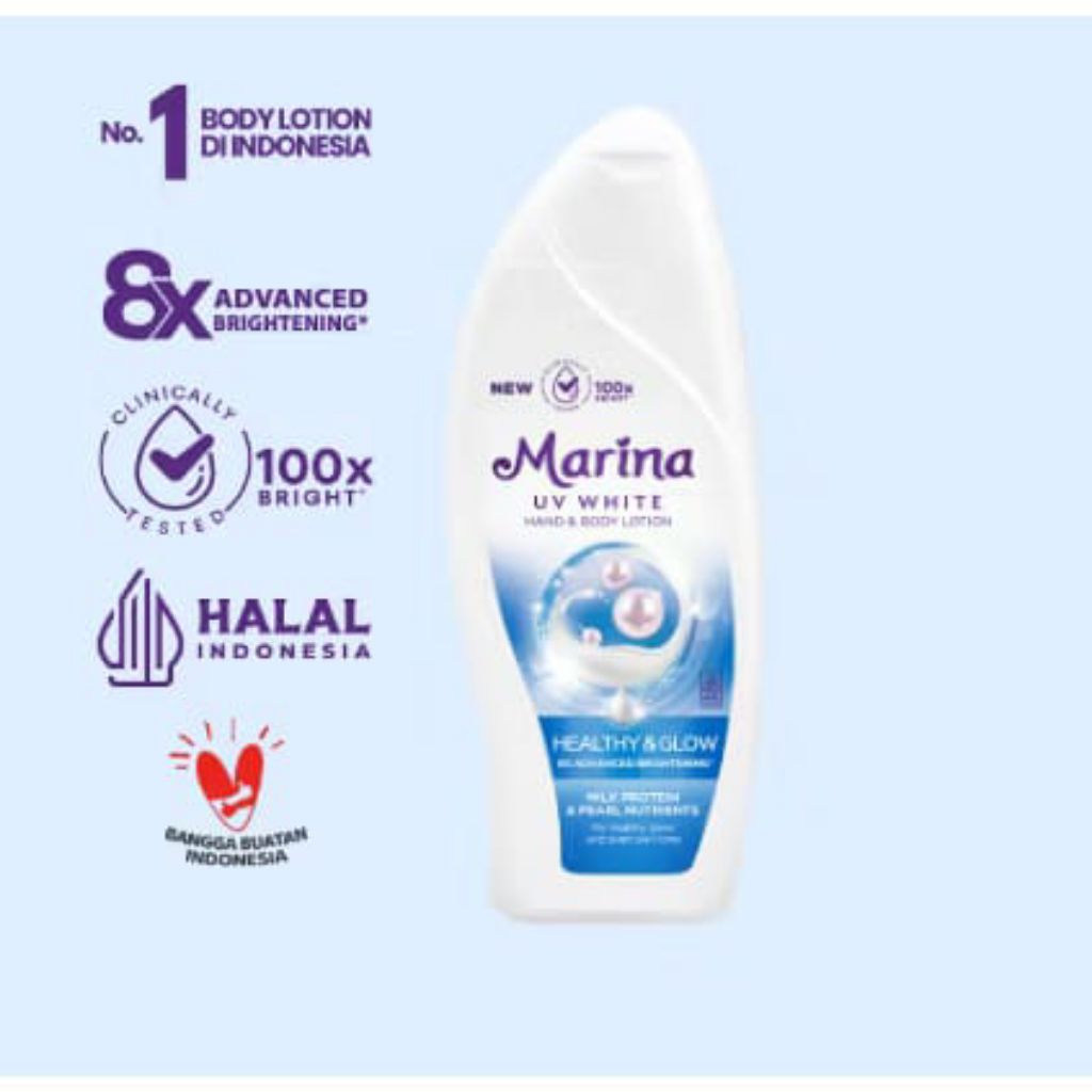 Jual Marina hand body 185 ml UV white healthy glow | Shopee Indonesia