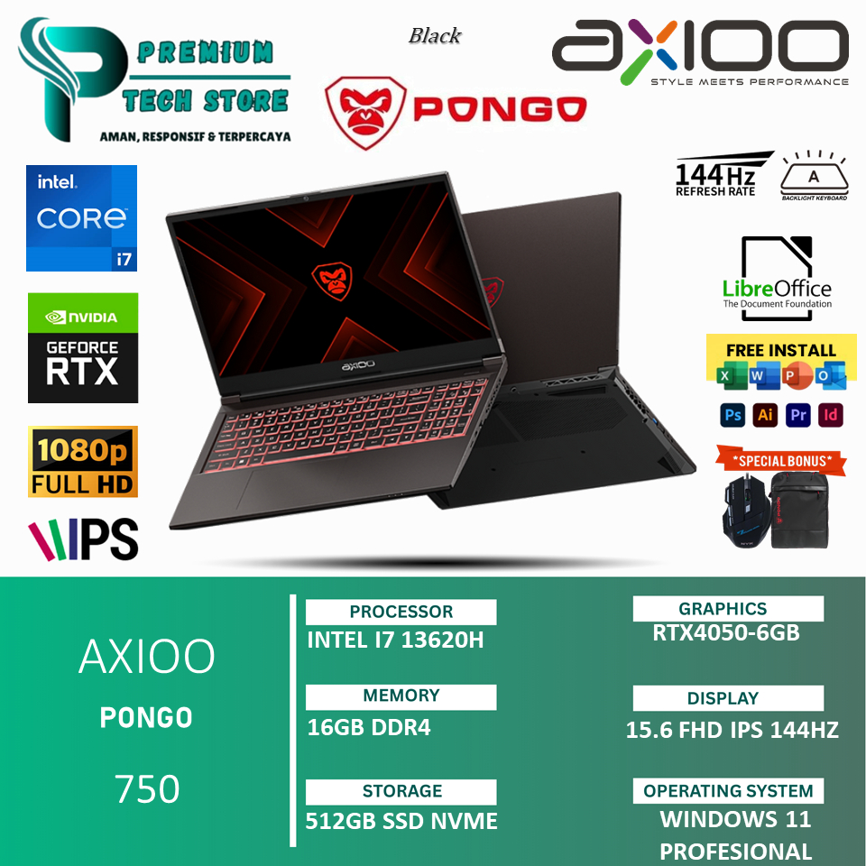 Jual Gaming AXIOO PONGO 750 Intel i7 13620H 32GB 1TB SSD RTX4050 6GB ...