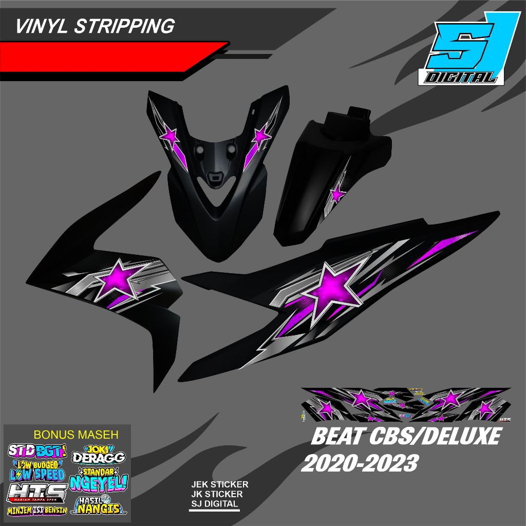 Jual STRIPPING SIMPEL HONDA BEAT DELUXE DESAIN LIVERY 3 20K NO CUTING ...