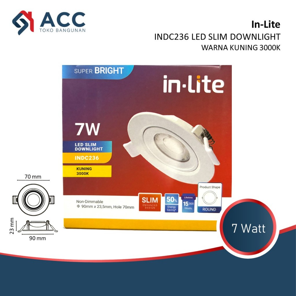 Jual InLite Lampu Slim SpotLight INDC236 7W Slim Spot Light 7 Watt ...