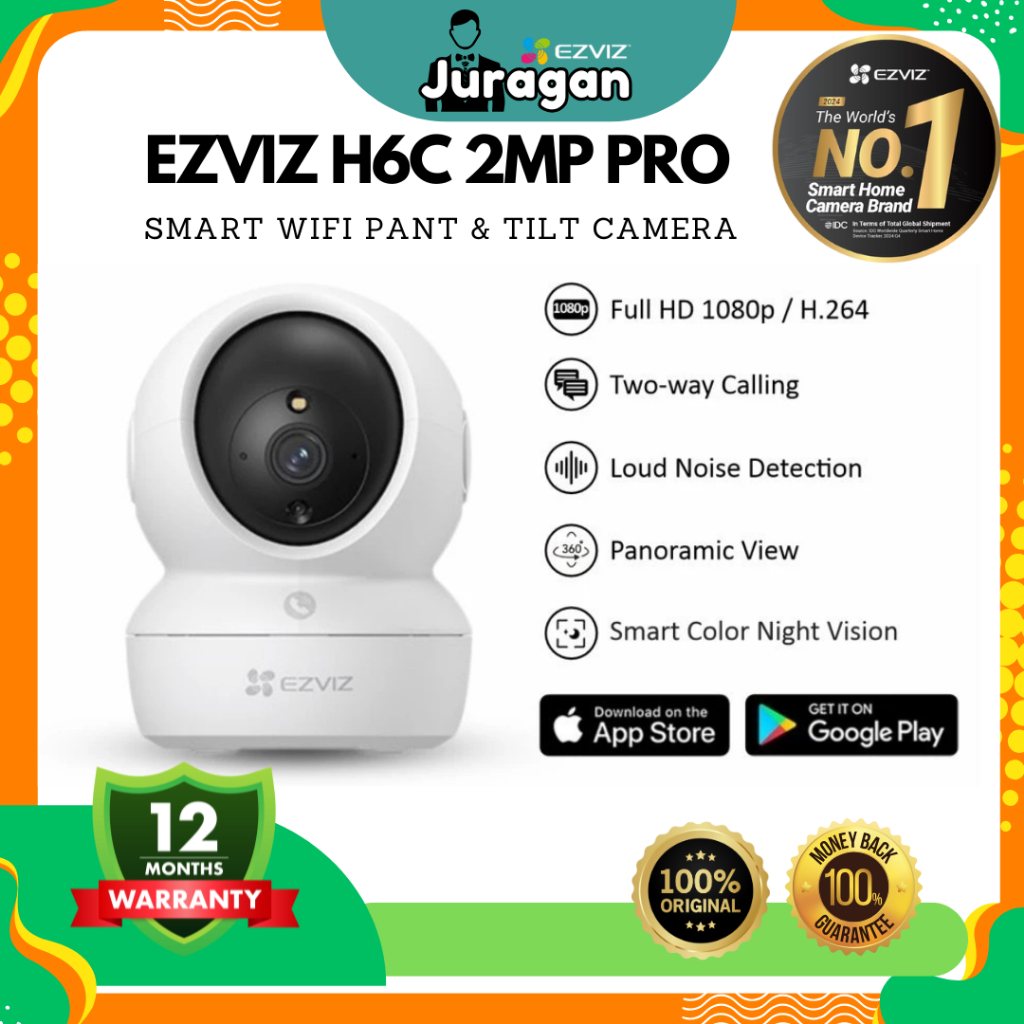 Jual Ezviz H6c Pro 2MP Smart Wifi Pan Tilt IP Camera CCTV Indoor 1080p ...
