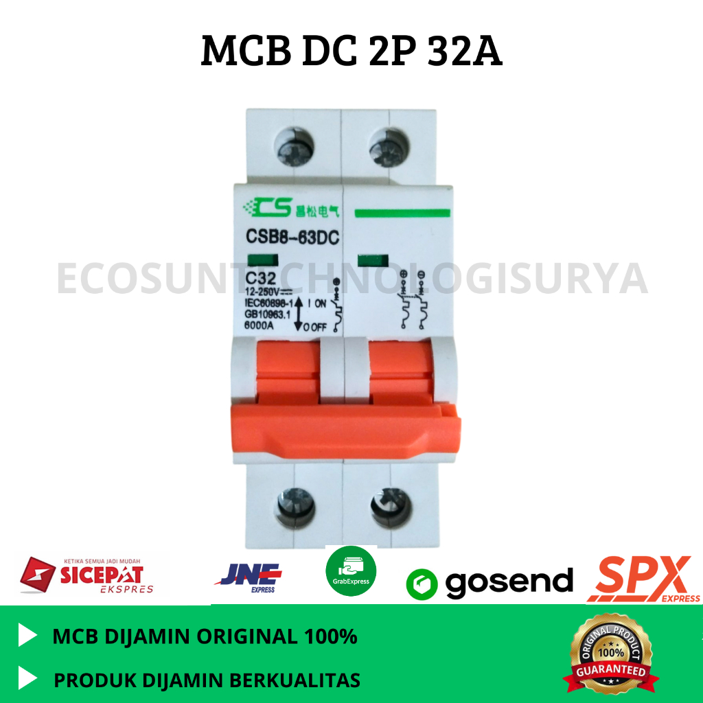 Jual MCB DC 2P 32A | Mini Circuit Breaker 2P 32A | UNTUK SOLAR PANEL ...