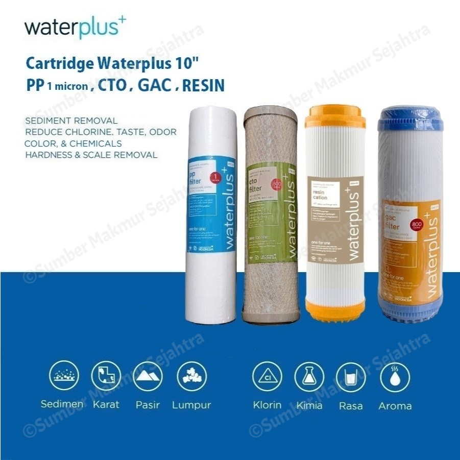 Jual Paket Cartridge Filter Air Waterplus 10" PP CTO GAC Resin | Shopee Indonesia