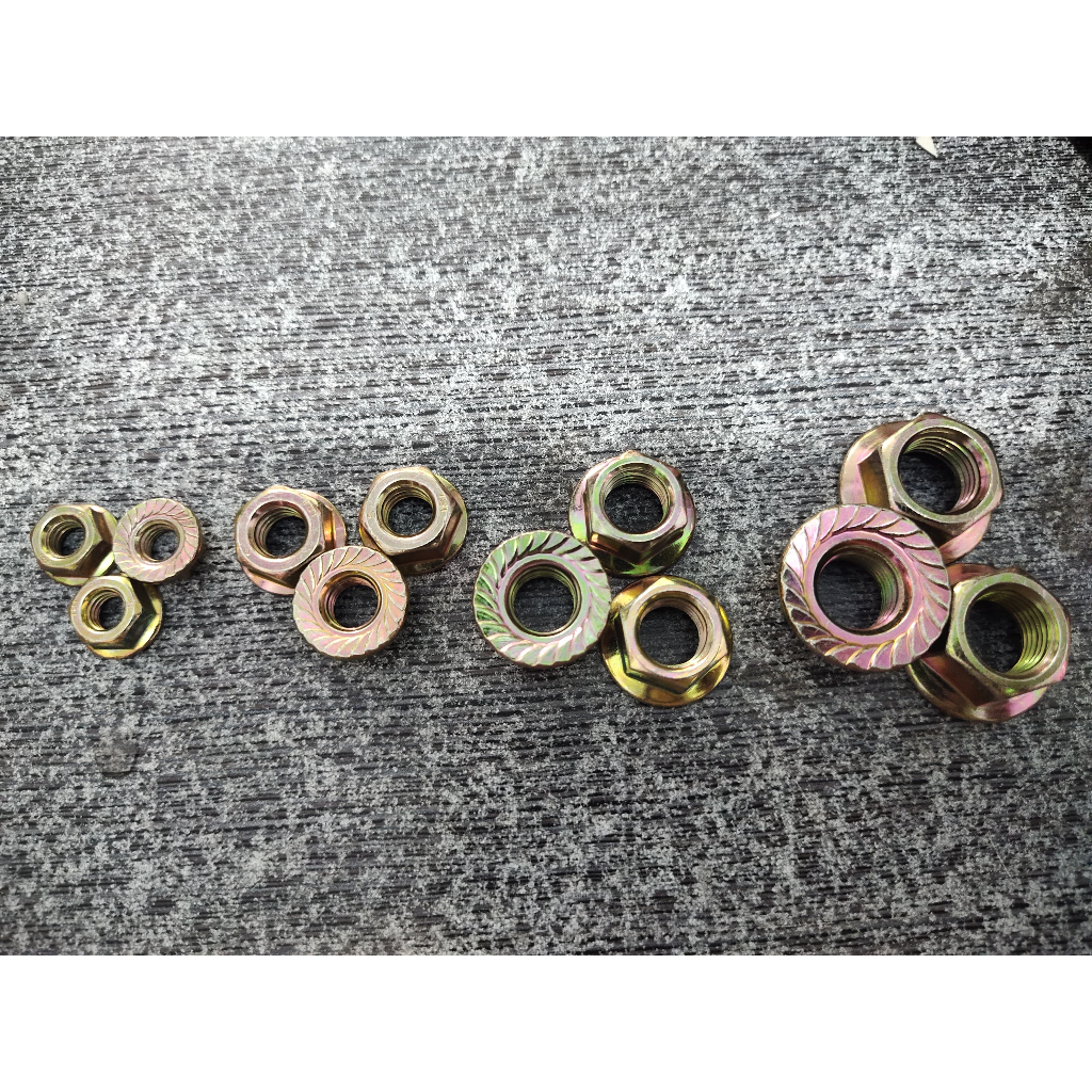 Jual flange nut/mur flange M6 M8 M10 M12 kuning [harga satuan] | Shopee ...