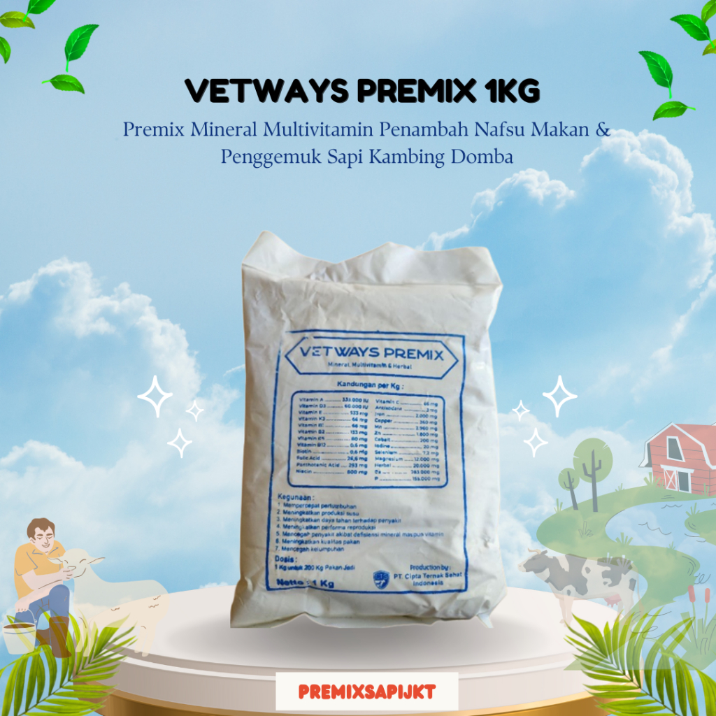 Jual NEW VETWAYS PREMIX 1KG - Premix Mineral Multivitamin Penambah Nafsu Makan & Penggemuk Sapi ...