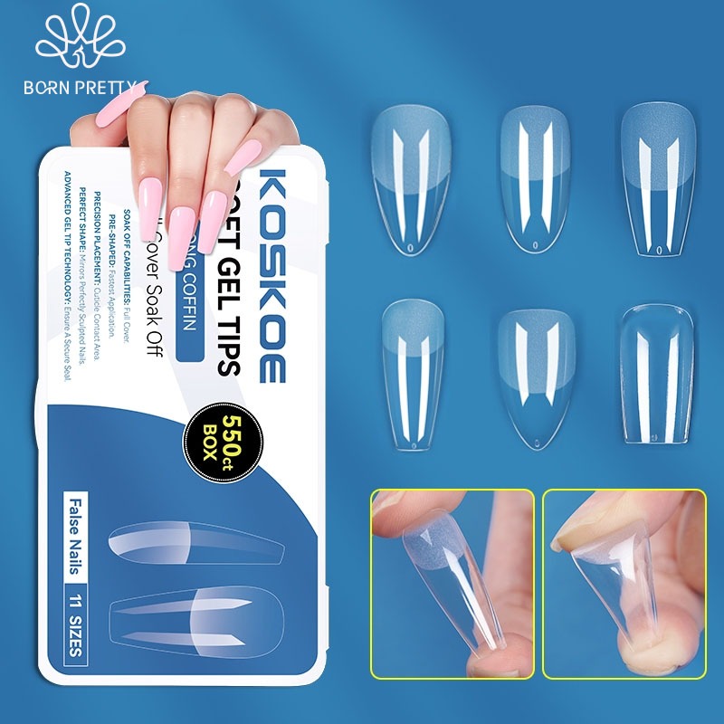 Jual BORN PRETTY 550Pcs Matte False Nail Extension Tips Frosted Fake ...