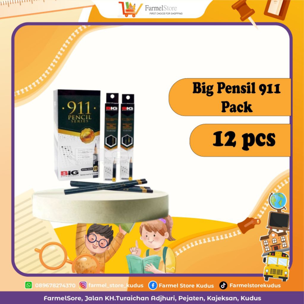 Jual BIG PENSIL 2B Kode 911 pack(Isi 12pcs) | Shopee Indonesia