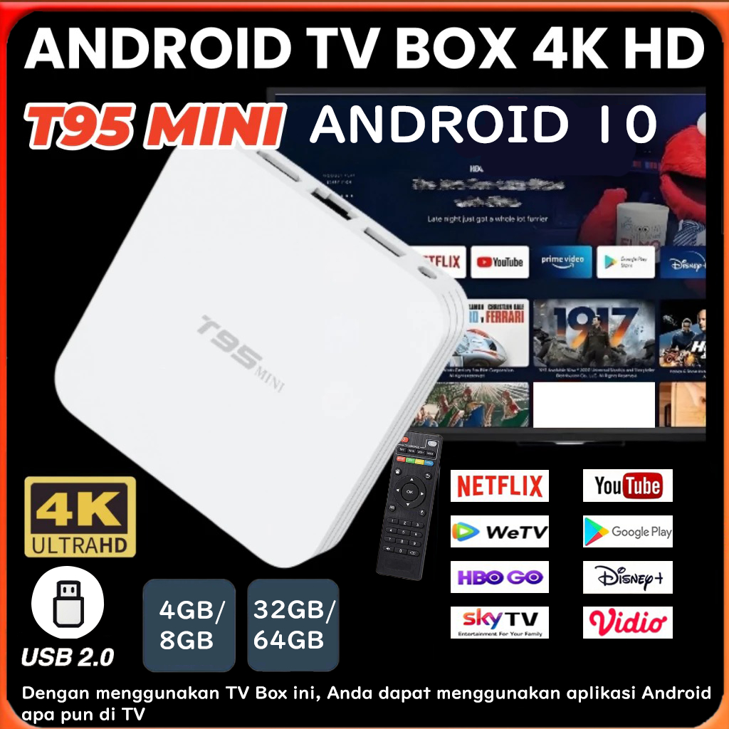Jual 【𝑼𝑷𝑬𝑹𝑰】T95 Mini 4K Android TV Box 8GB+64GB 2025 Latest Smart TV ...