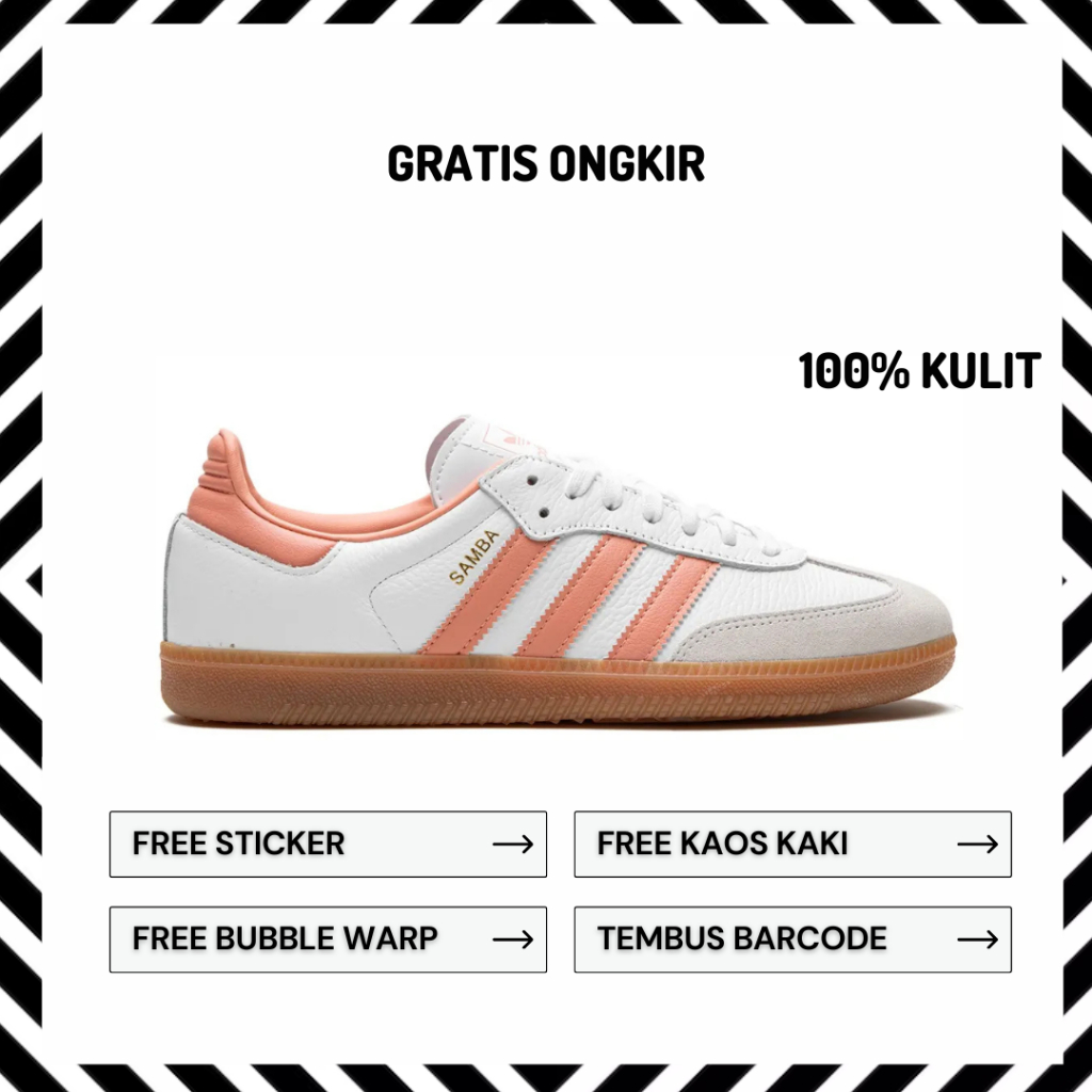 Jual Sepatu Sneakers Samba OG White Peach | Sepatu Samba Putih Pink ...