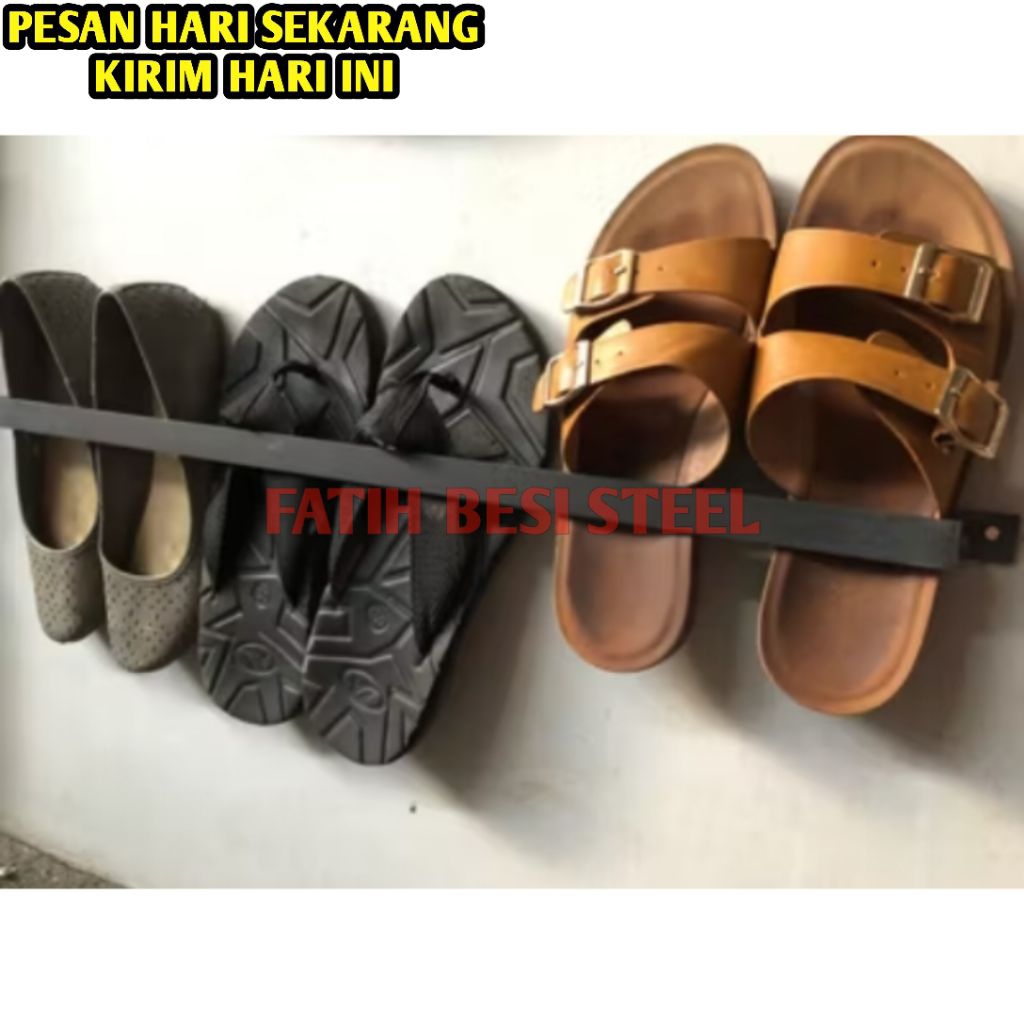 Jual Rak Sepatu Sandal tempel dinding besi aesthetic minimalis jumbo ...