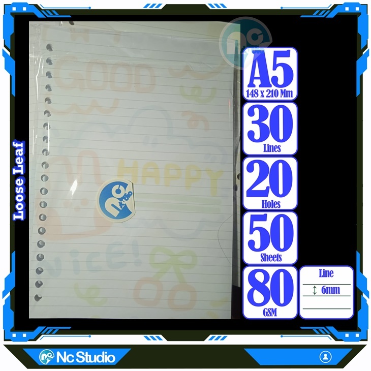 Jual Loose leaf Kertas binder A5 Isi 50 Lembar Polos karakter kupu kupu ...