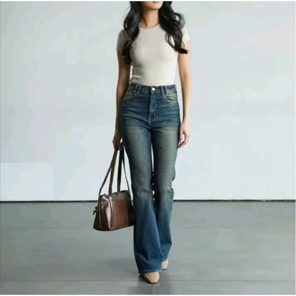 Jual Hight Whaist Cutbray Jeans Wanita - Celana Cutbray Korean Style model Kekinian - Cutbray ...