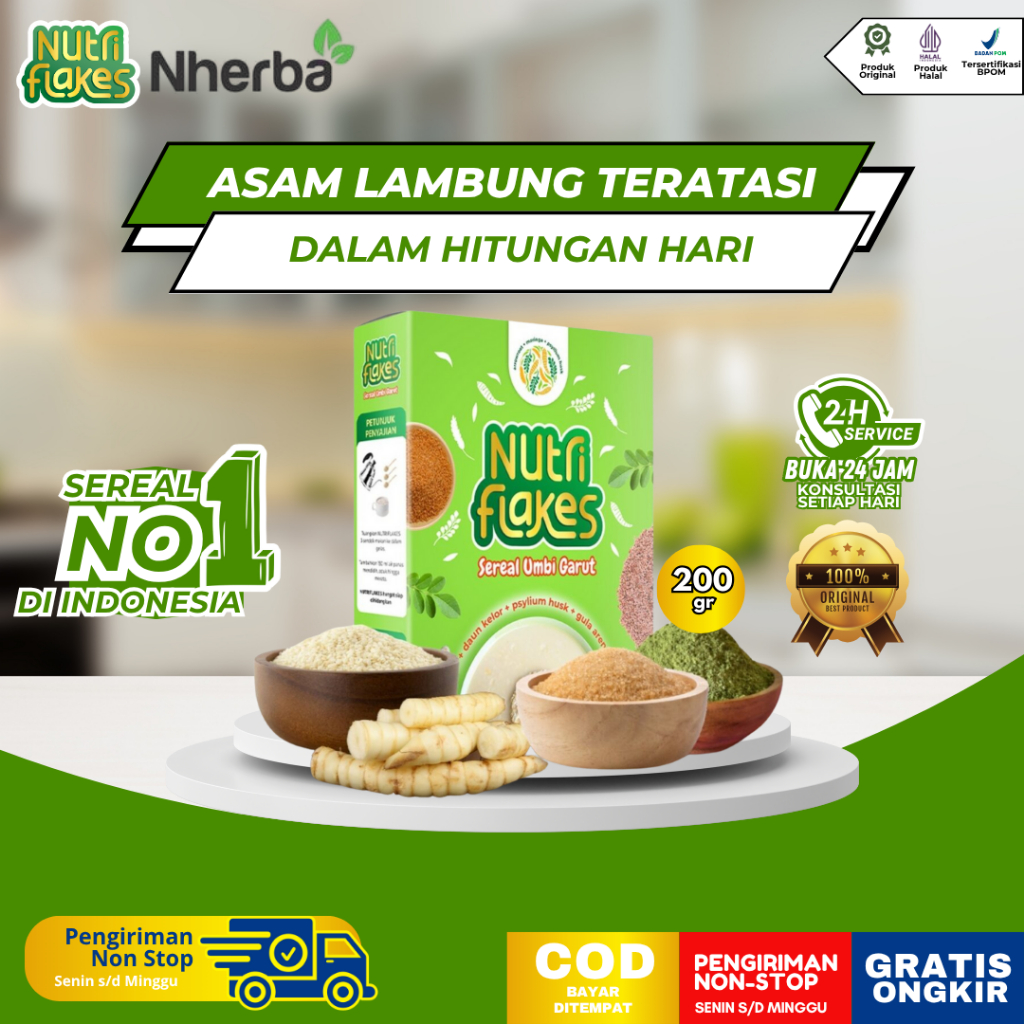 Jual Nutriflakes Sereal Umbi Garut - Ampuh Atasi Asam Lambung, Maag dan GERD 100% Original Halal ...