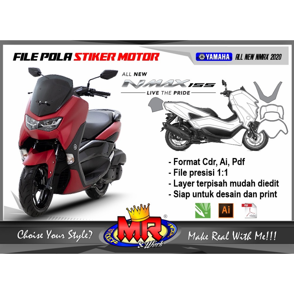 Jual Download Template Pola Stiker Fullbody Yamaha All New NMAX– Format ...