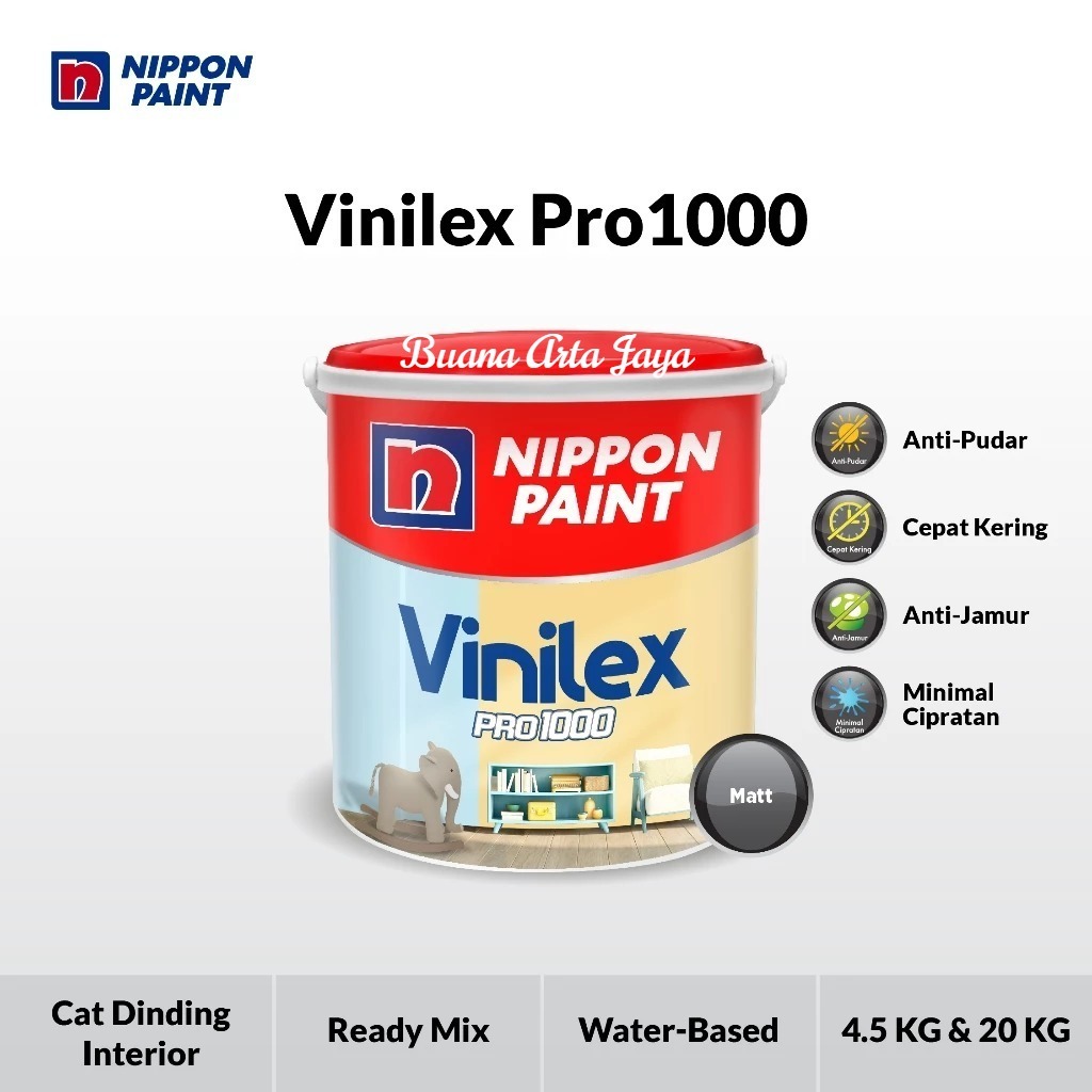 Jual Cat Tembok Vinilex Pro 1000 Warna Ready Mix - 20 Kg / 15 Liter ( 1 ...