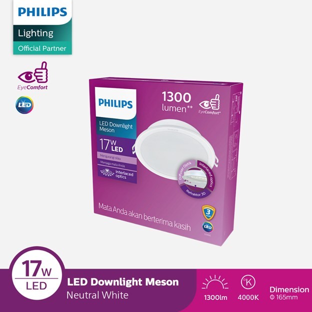 Jual Philips Downlight - 59466 MESON 150 17W WH Recessed LED 65K Putih ...
