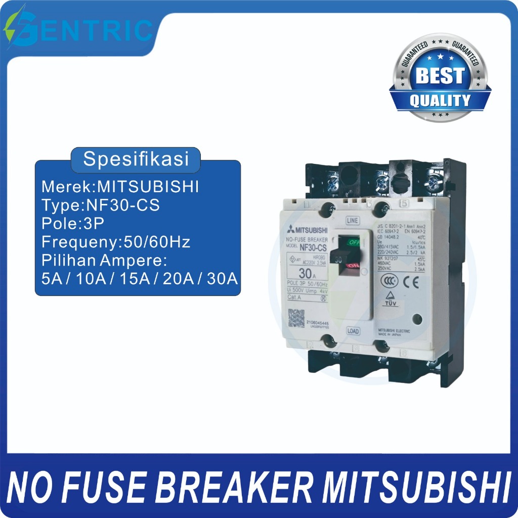 Jual NFB (NO FUSE BREAKER ) MCCB 3P MITSUBISHI NF30-CS 5A/10A/15A/20A ...