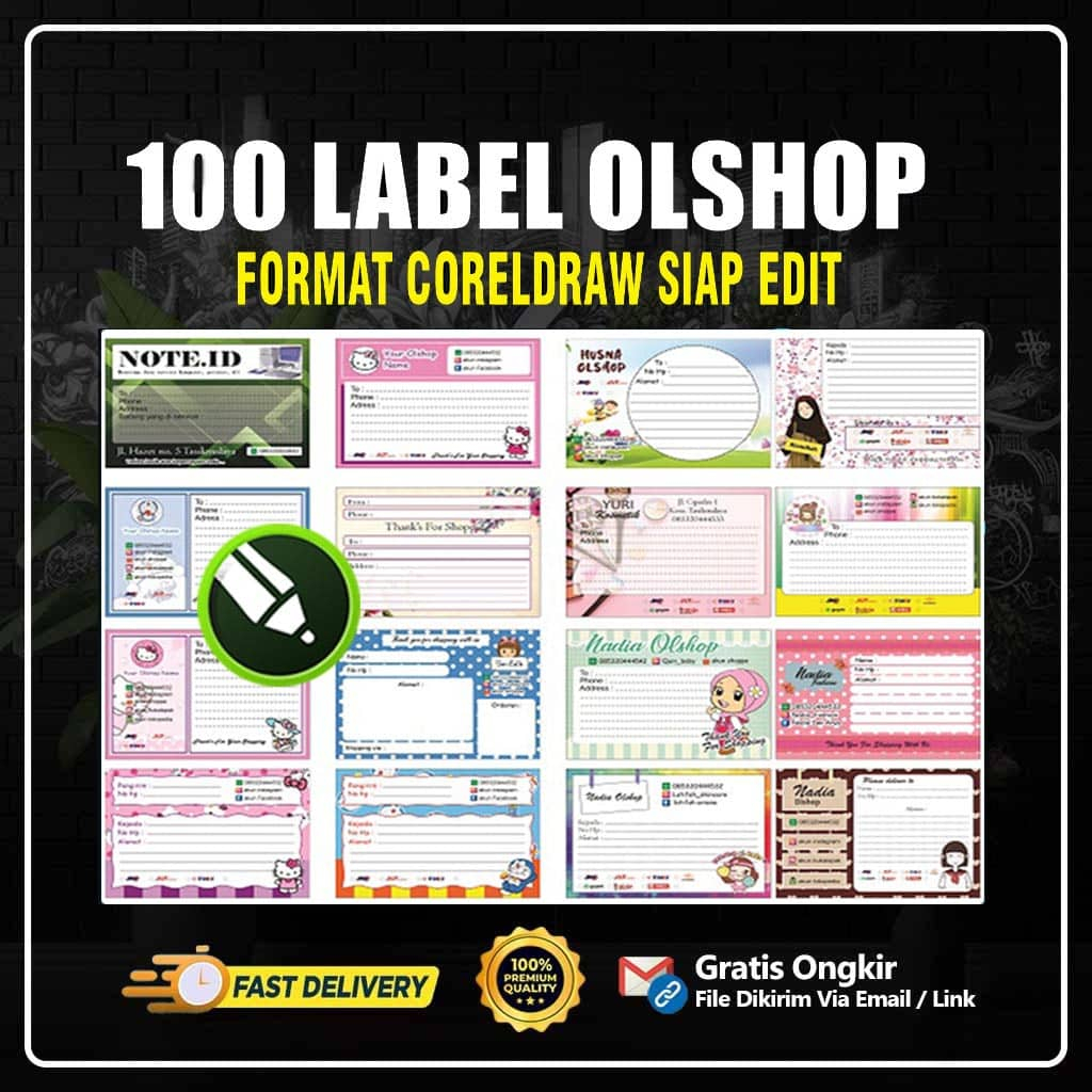 Jual 100 Template Desain Label Olshop CorelDraw CDR V17 | Shopee Indonesia