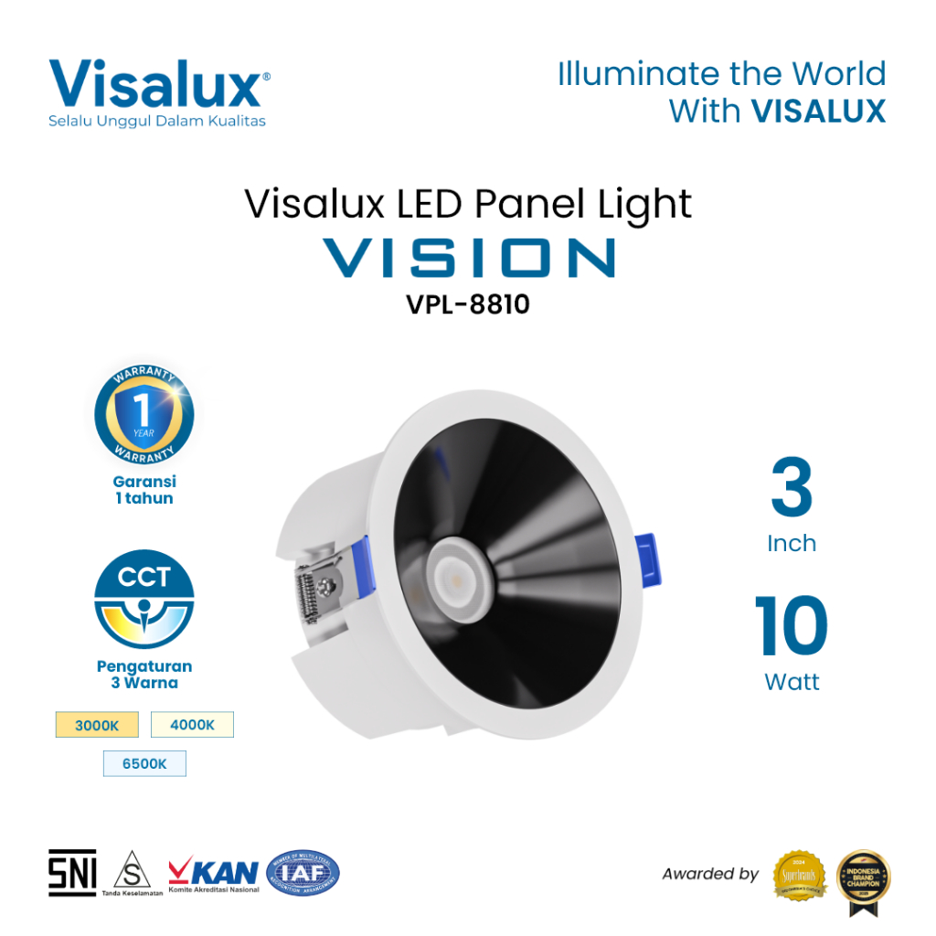 Jual Visalux Vision LED Panel Light Inbow 10W 3 Inch - Lampu Plafon ...