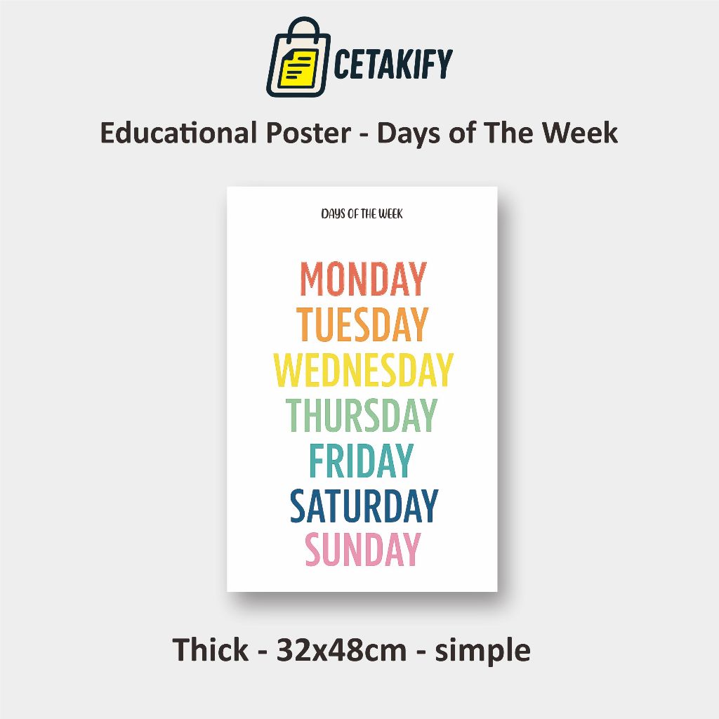Jual CETAKIFY - Educational Poster - Days of The Week | Shopee Indonesia