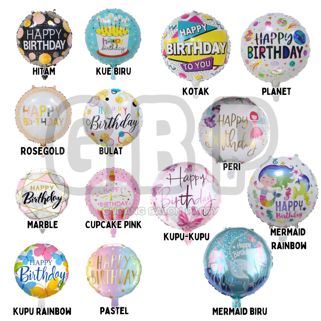 Jual Balon Foil Bulat Happy Birthday - Ukuran 18 inch | Shopee Indonesia